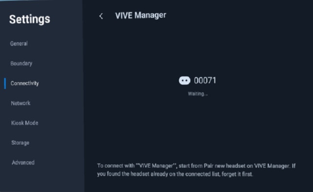 Pairing VIVE Manager with VIVE Focus 3